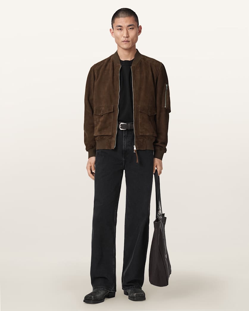 Rokko Relaxed Suede Bomber Jacket RUSSET BROWN | ALLSAINTS US